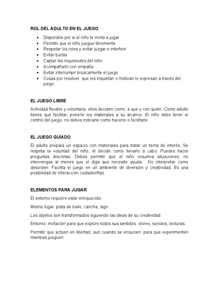Rol Del Adulto En El Juego Pdf Las Emociones Adultos 