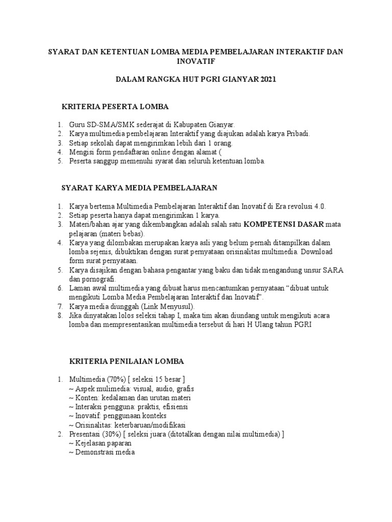 Draft Lomba Media Pembelajaran | PDF