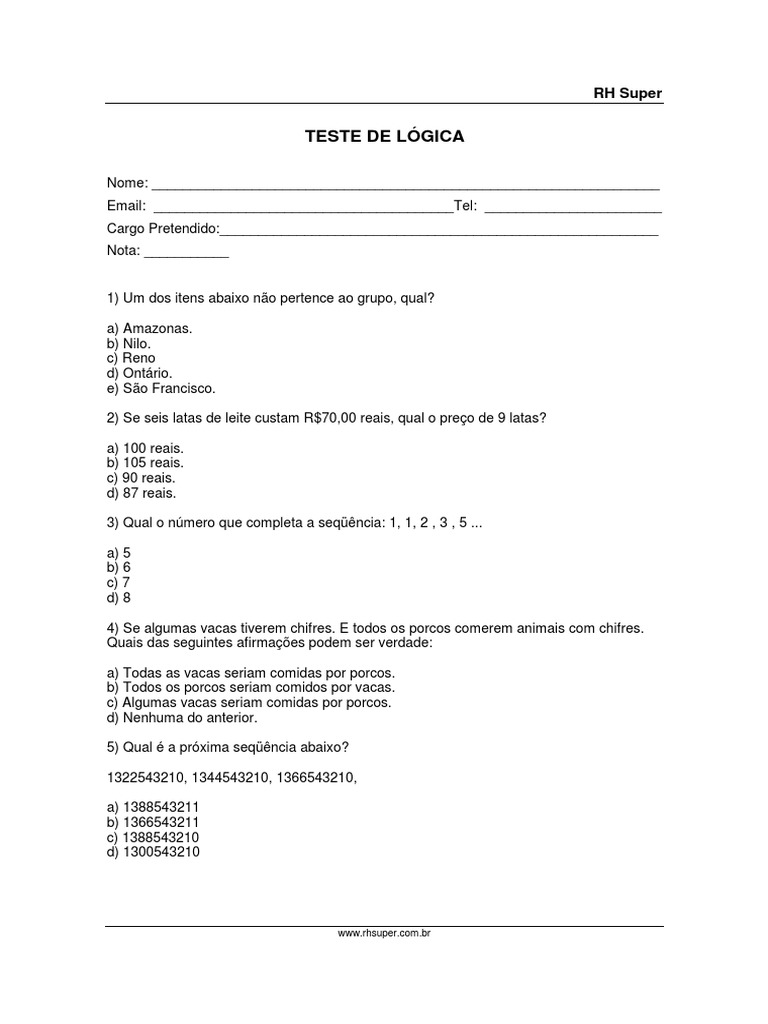 Teste de Lógica 2 | PDF
