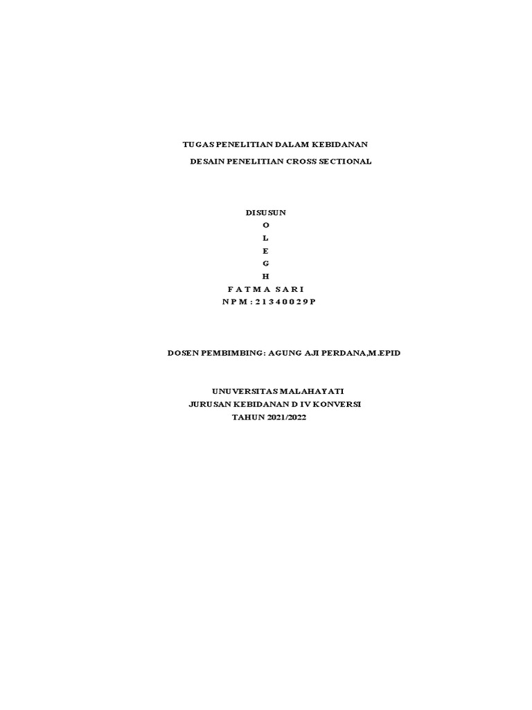 Desain Penelitian Cross Sectional Pdf