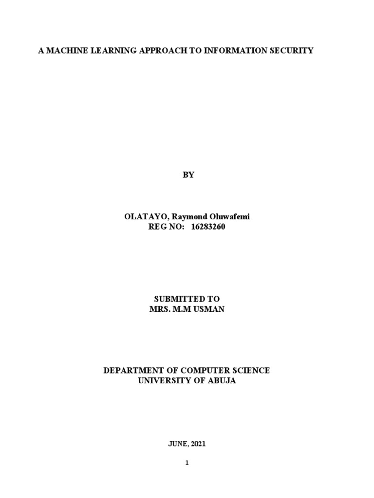 A Machine Learning Proposal | PDF | Information Security | Machine Learning