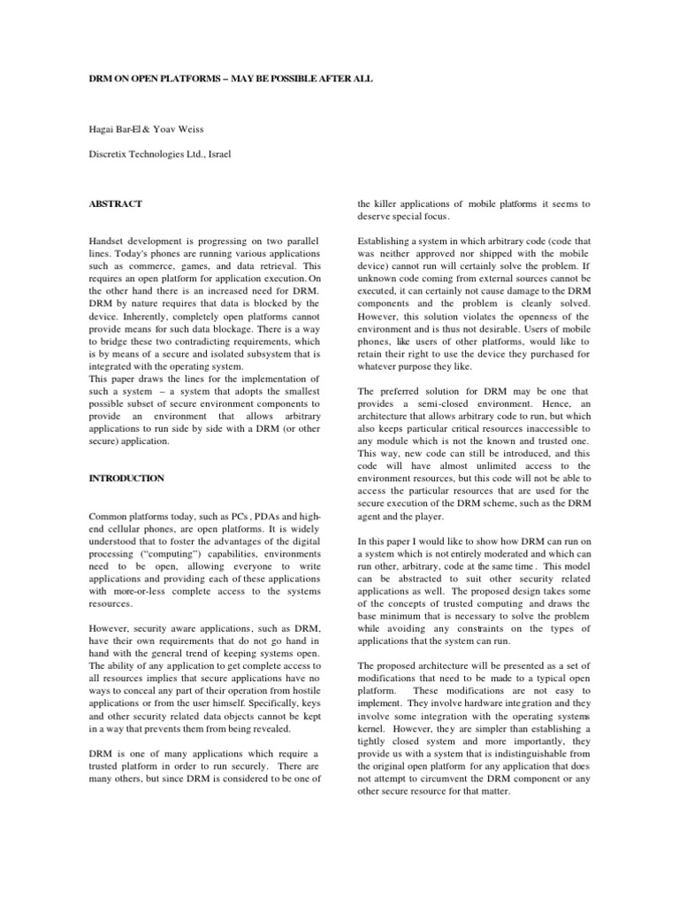 DRM On Open Platforms | PDF | Library (Computing) | Kernel (Operating System)
