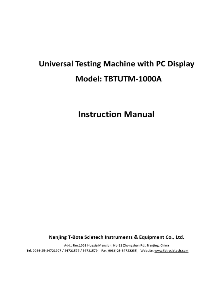 TBTUTM-1000A UTM With PC Display Operation Manual | PDF | Valve | Piston