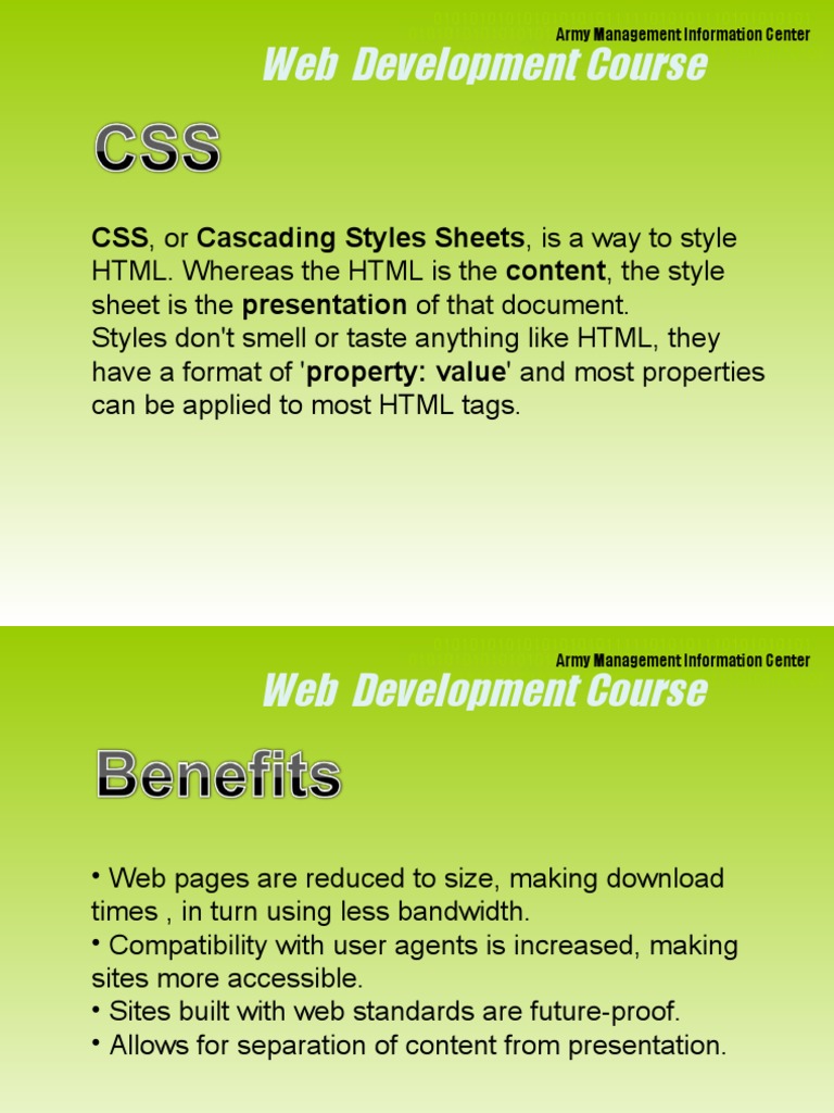 Web Development Course: CSS, or Cascading Styles Sheets, Is A Way To ...