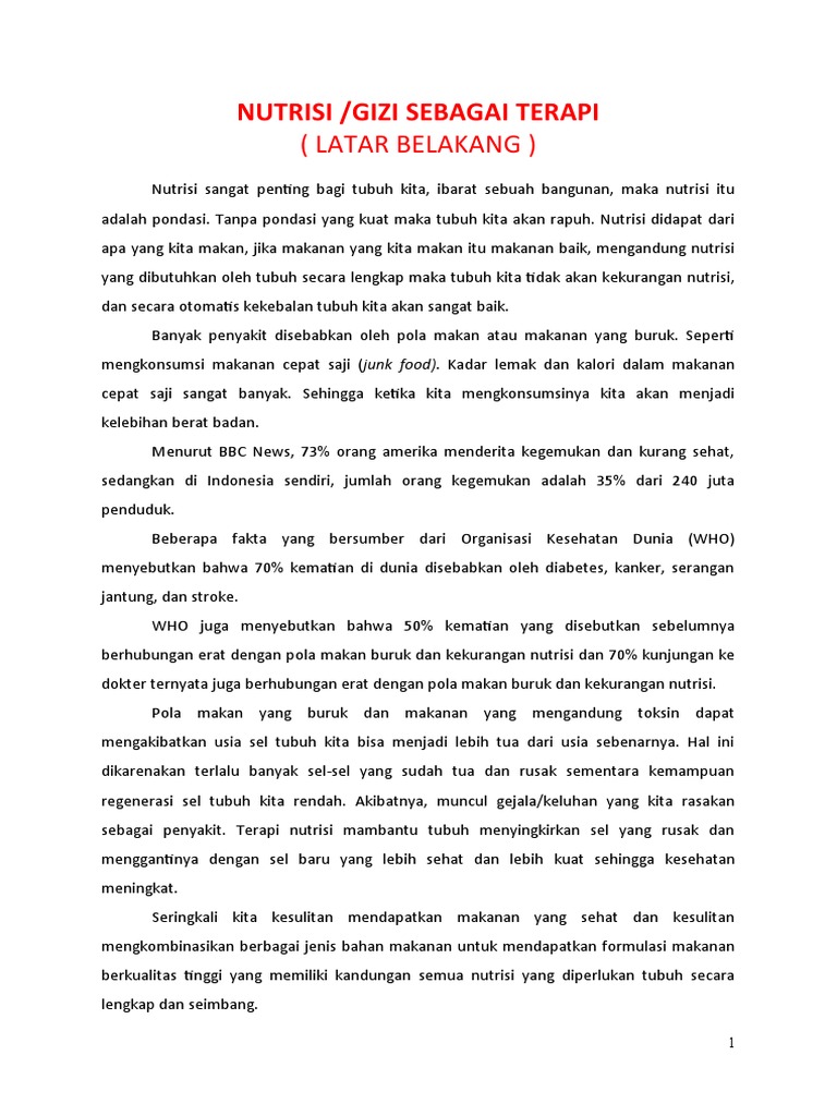Nutrisi Sebagai Terapi | PDF | Pengembangan Diri | Sains & Matematika