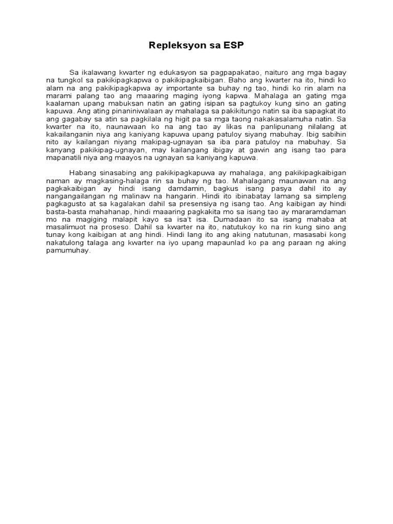Repleksyon Sa ESP | PDF
