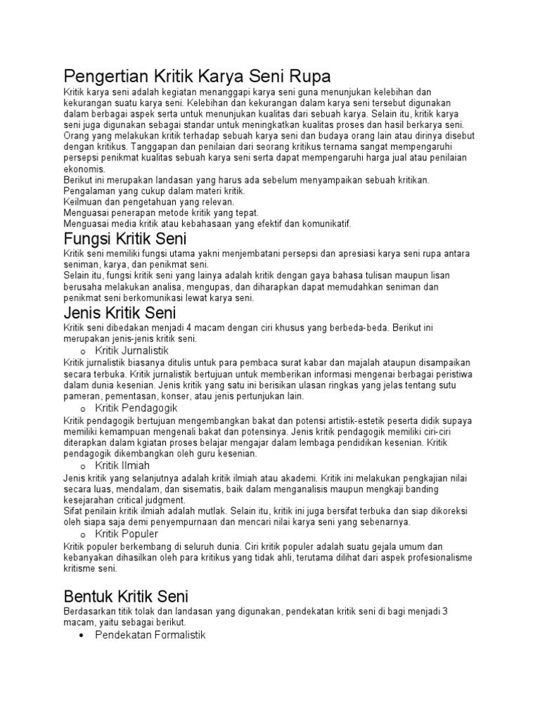 Kritik Karya Seni | PDF