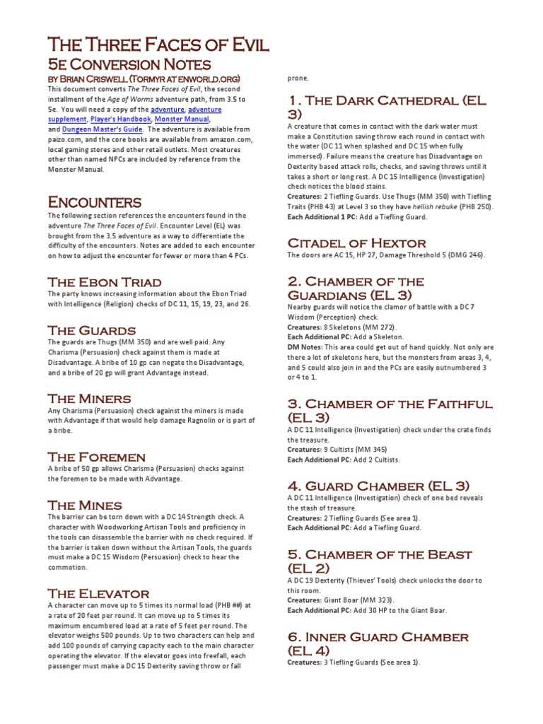 The Three Faces of Evil: 5e Conversion Notes | PDF | Dungeons & Dragons ...