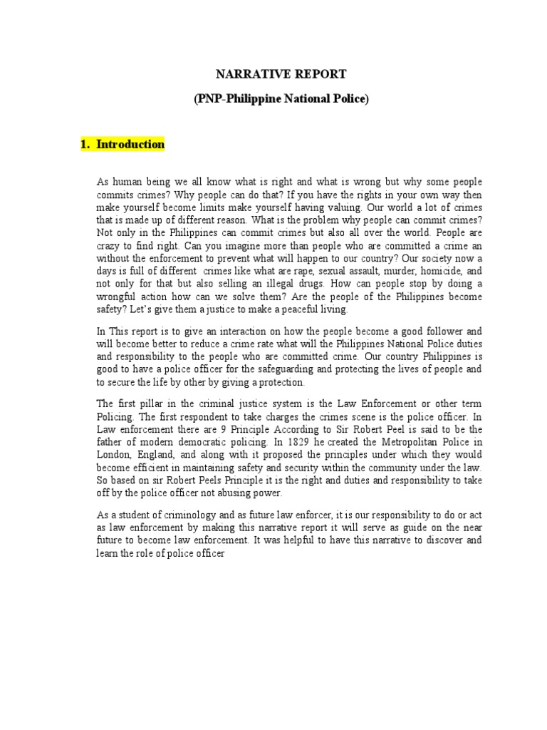 PNP Narrative | PDF | Police | Public Law
