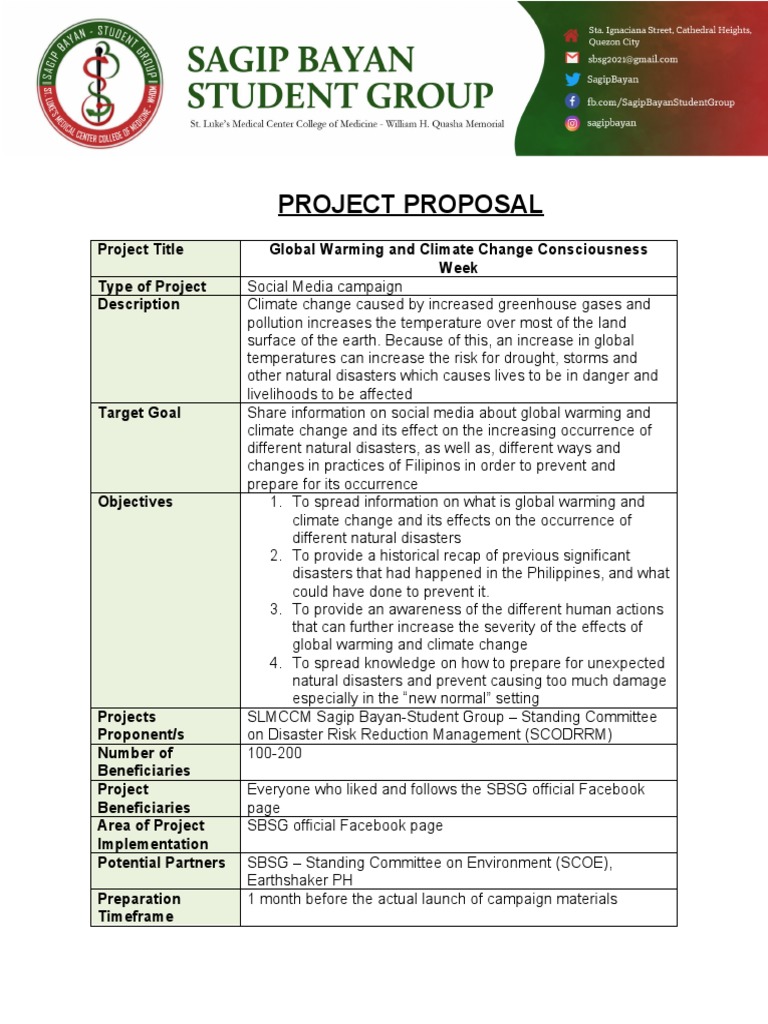 Project Proposal | PDF | Climate Change | Environmental Issues