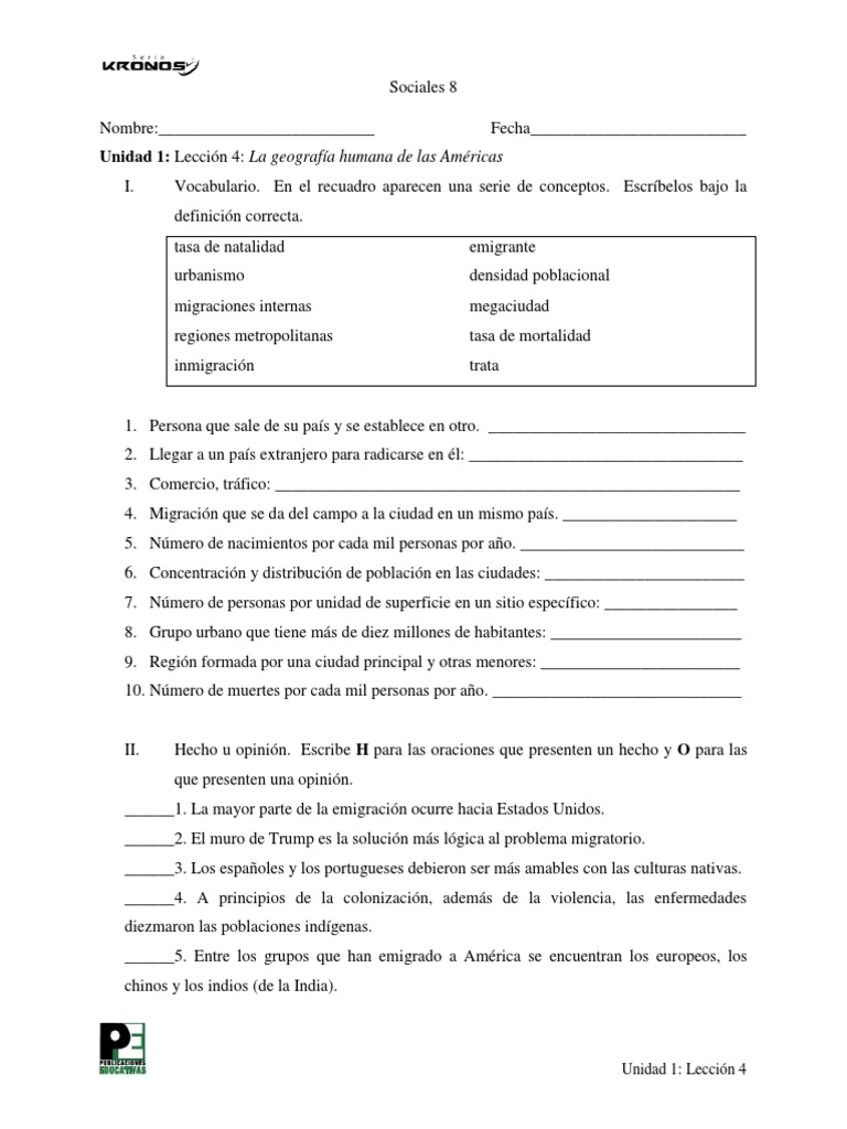 Examen, Unidad 1, Lecci N 4 | PDF | Migración humana | Centroamérica