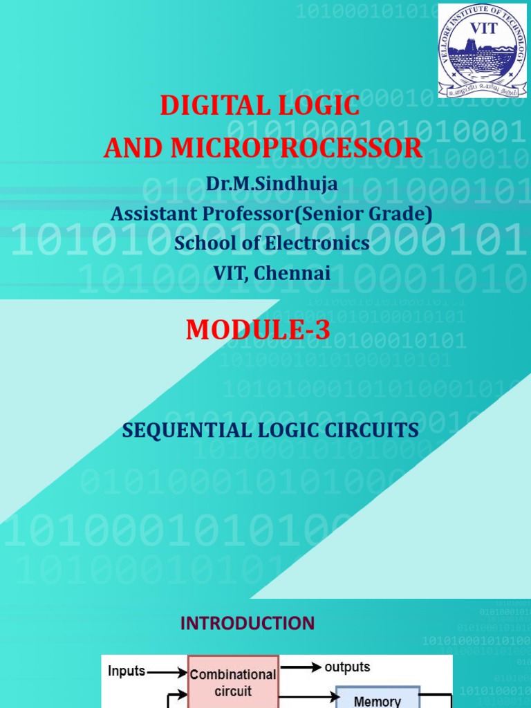 Digital Logic and Microprocessor: Dr.M.Sindhuja Assistant Professor ...