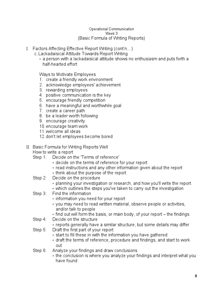 WK3 Openl Commo Lectrure Basic Formula of Writing Reports | PDF ...