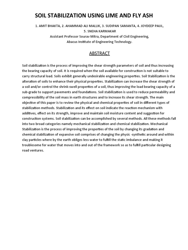 Soil Stabilization Using Lime and Fly Ash | PDF | Lime (Material) | Fly Ash
