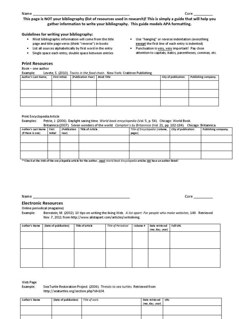 Apa Citation Worksheet | PDF | Apa Style | Encyclopædia Britannica