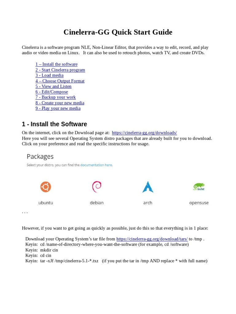 Cinelerra-GG Quick Start Guide: 1 - Install The Software | PDF | Icon (Computing) | Computer ...