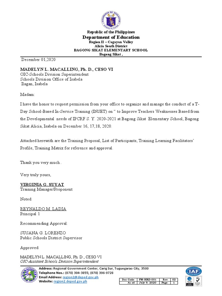 INSET PROPOSAL 2020 BSES Dec. Final | PDF | Teachers | Learning