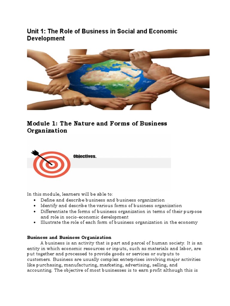 Unit 1: The Role of Business in Social and Economic Development | PDF ...