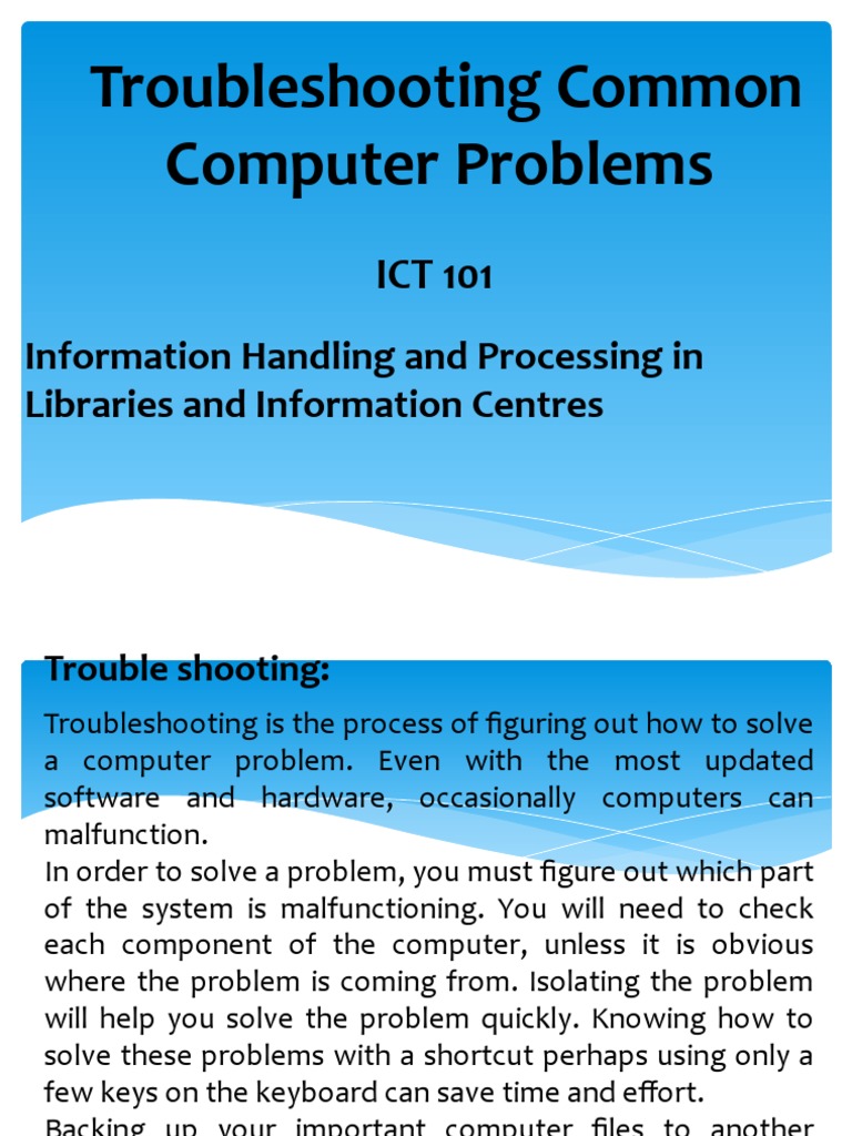 Computer Problems: Troubleshooting Common | PDF | Booting | Information Age