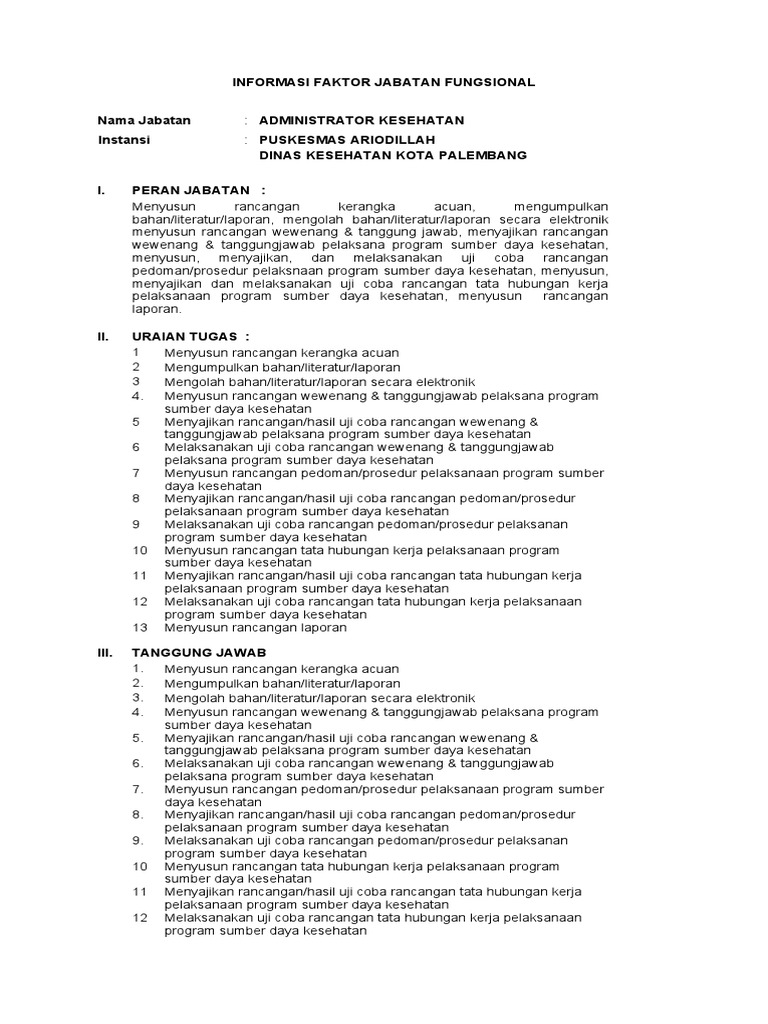 Tupoksi Adminkes 22 | PDF