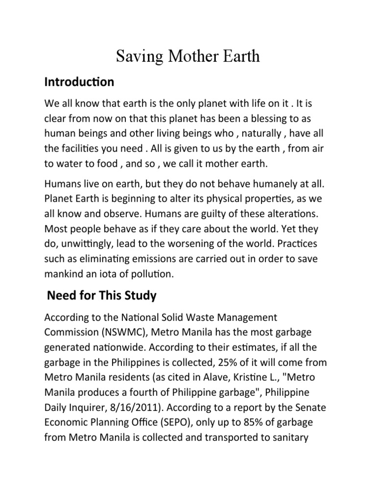 Saving Mother Earth | PDF | Municipal Solid Waste | Climate Change