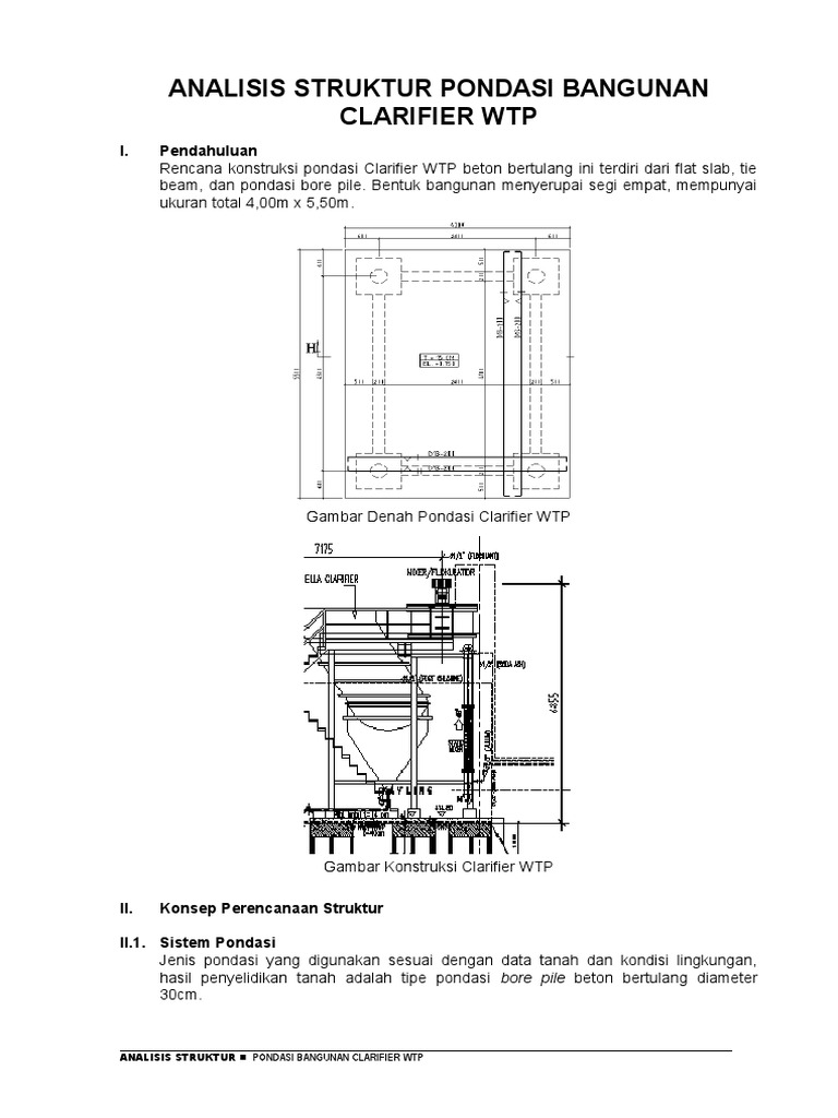 ANALISIS STRUKTUR PONDASI BANGUNAN CLARIFIER WTP | PDF