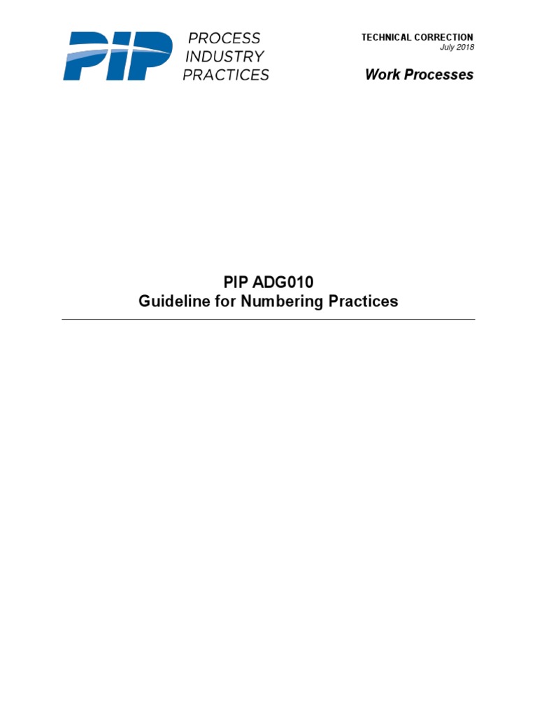 Pip Adg010 Guideline For Numbering Practices: Work Processes | PDF ...