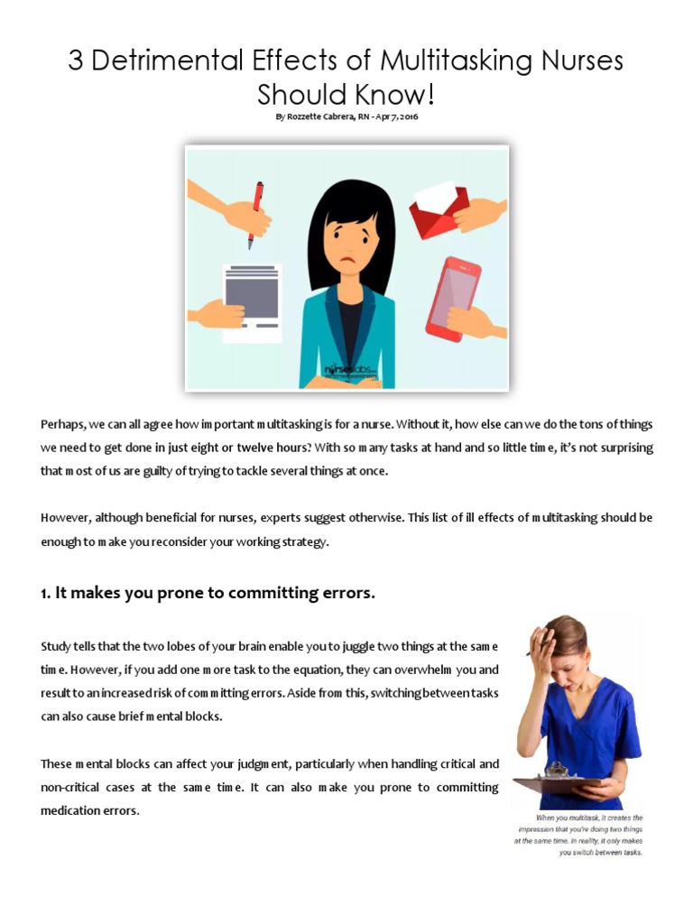 3 Detrimental Effects of Multitasking Nurses Should Know | PDF ...