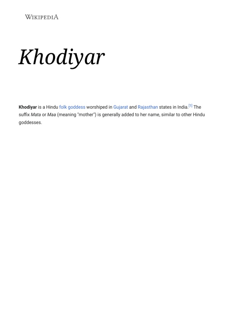 Khodiyar - Wikipedia | PDF | Hindu Mythology | Hindu Deities