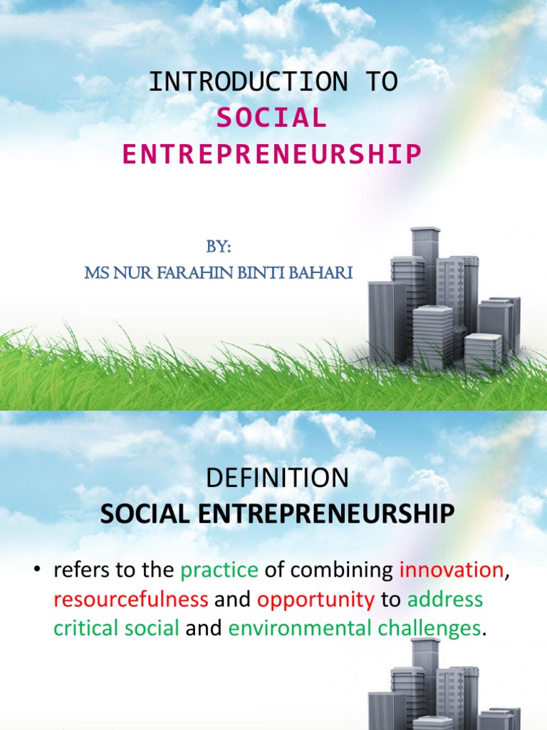 Introduction To: Social Entrepreneurship | PDF | Entrepreneurship ...