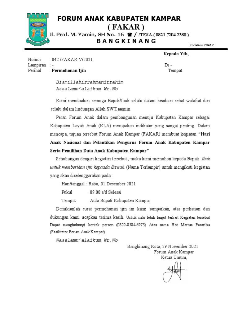 Surat Izin FAKAR | PDF