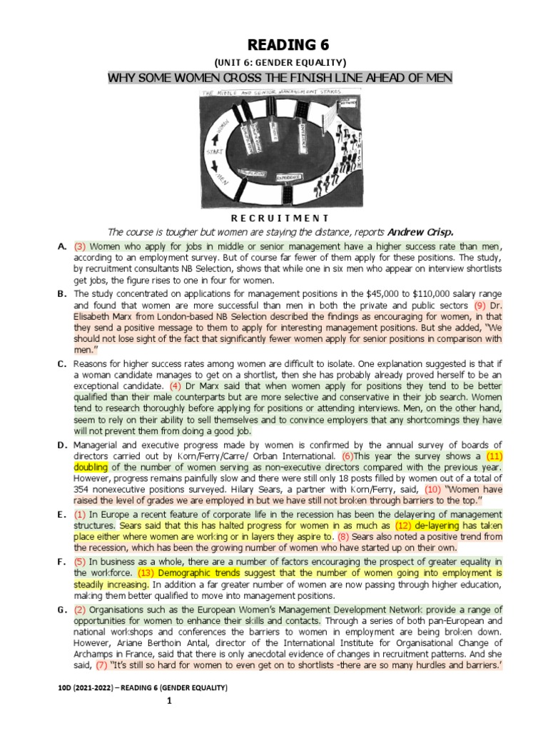 Unit 6 Reading Gender Equality | PDF | Recruitment | Economies