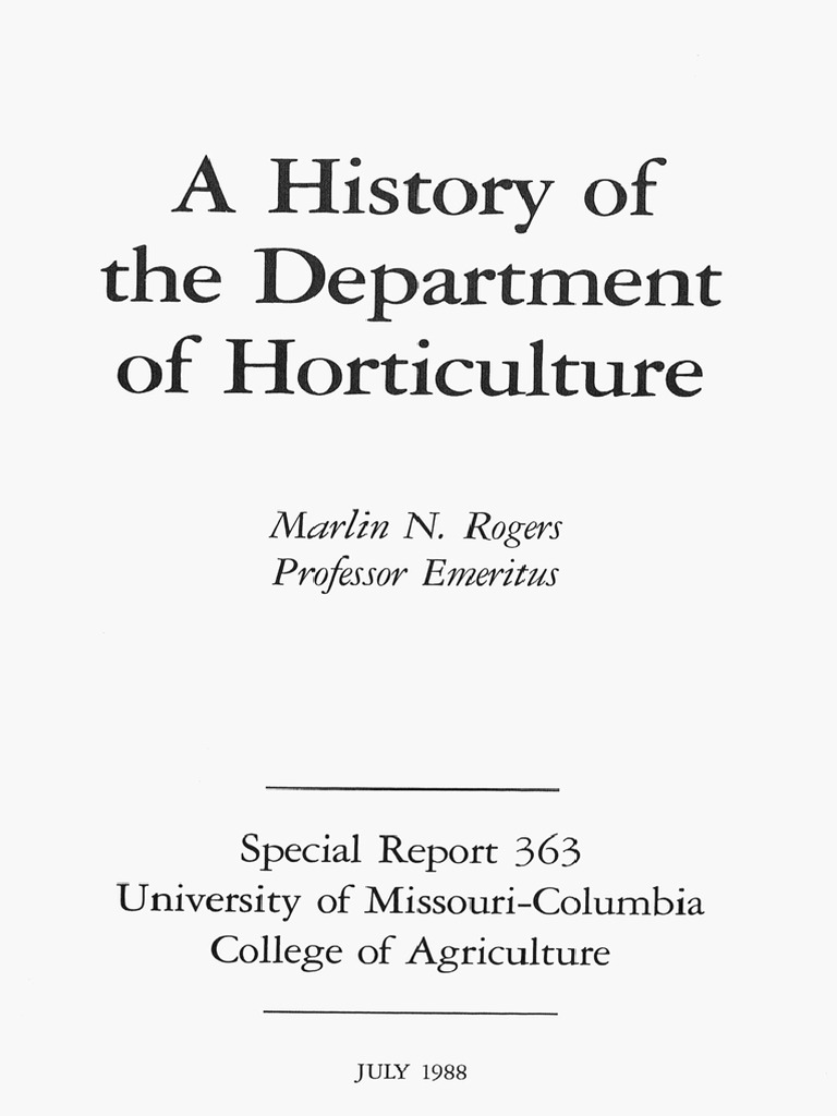 The Department: History of | PDF | Horticulture | Botany