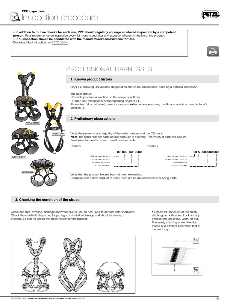 Inspection Procedure: Professional Harnesses | Download Free PDF ...