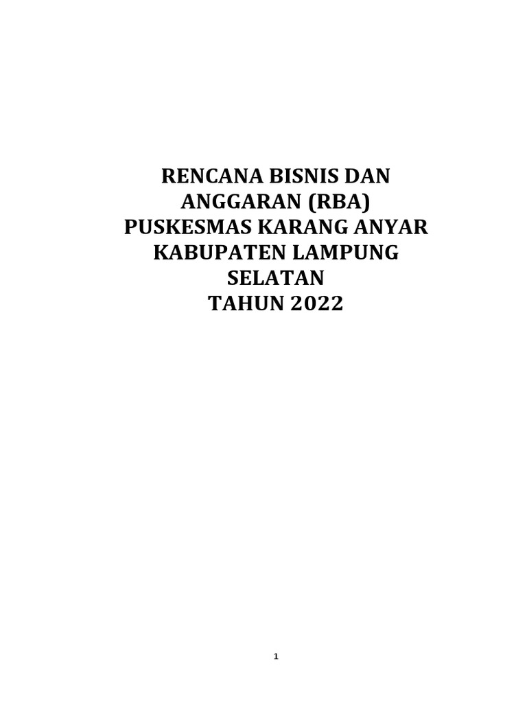 Template RBA TAHUN 2022 Karang Anyar | PDF