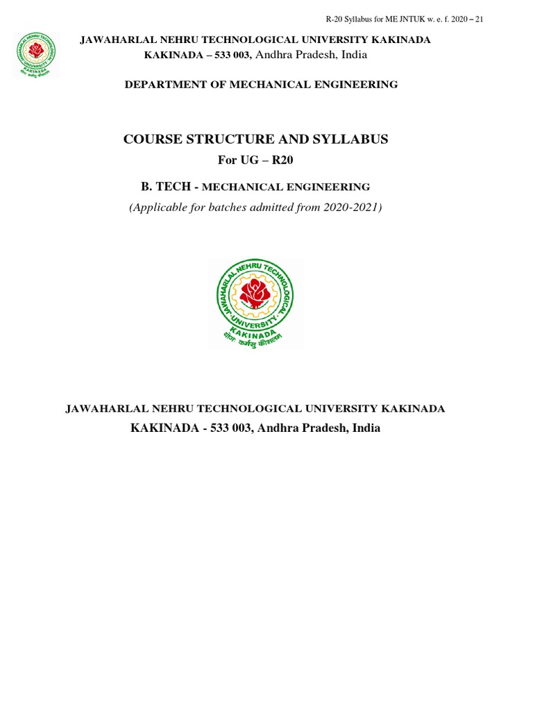 Course Structure and Syllabus: For UG - R20 B. Tech | PDF | Numerical ...