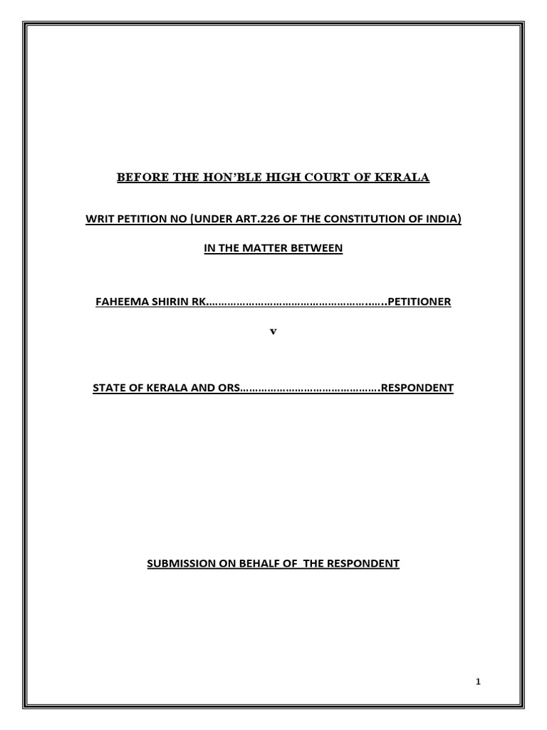 Memorial Respondent | PDF | Constitution | Writ