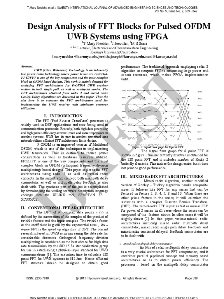 35.IJAEST Vol No 5 Issue No 2 Design Analysis of FFT Blocks For Pulsed OFDM UWB Systems Using ...