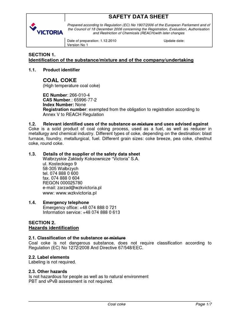 Safety Data Sheet: Section 1. Identification of The Substance/mixture ...