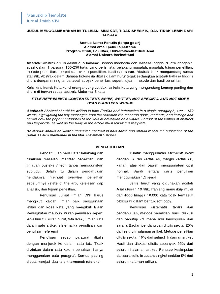 Manuskrip Template Indonesia | PDF