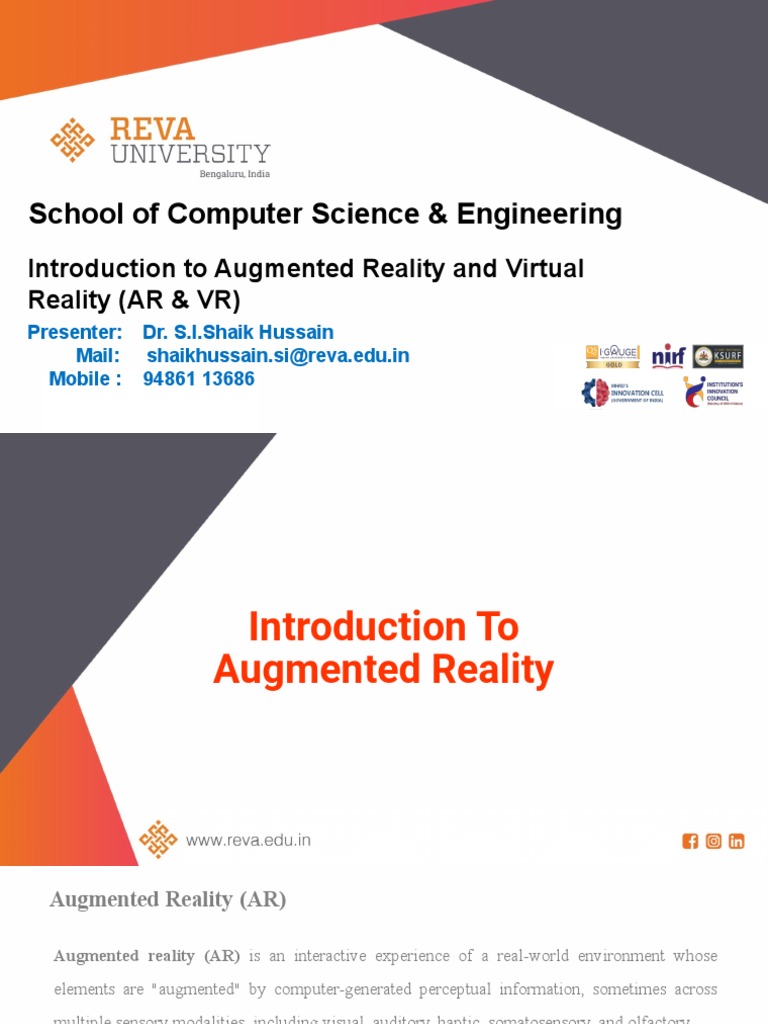 School of Computer Science & Engineering: Introduction To Augmented ...