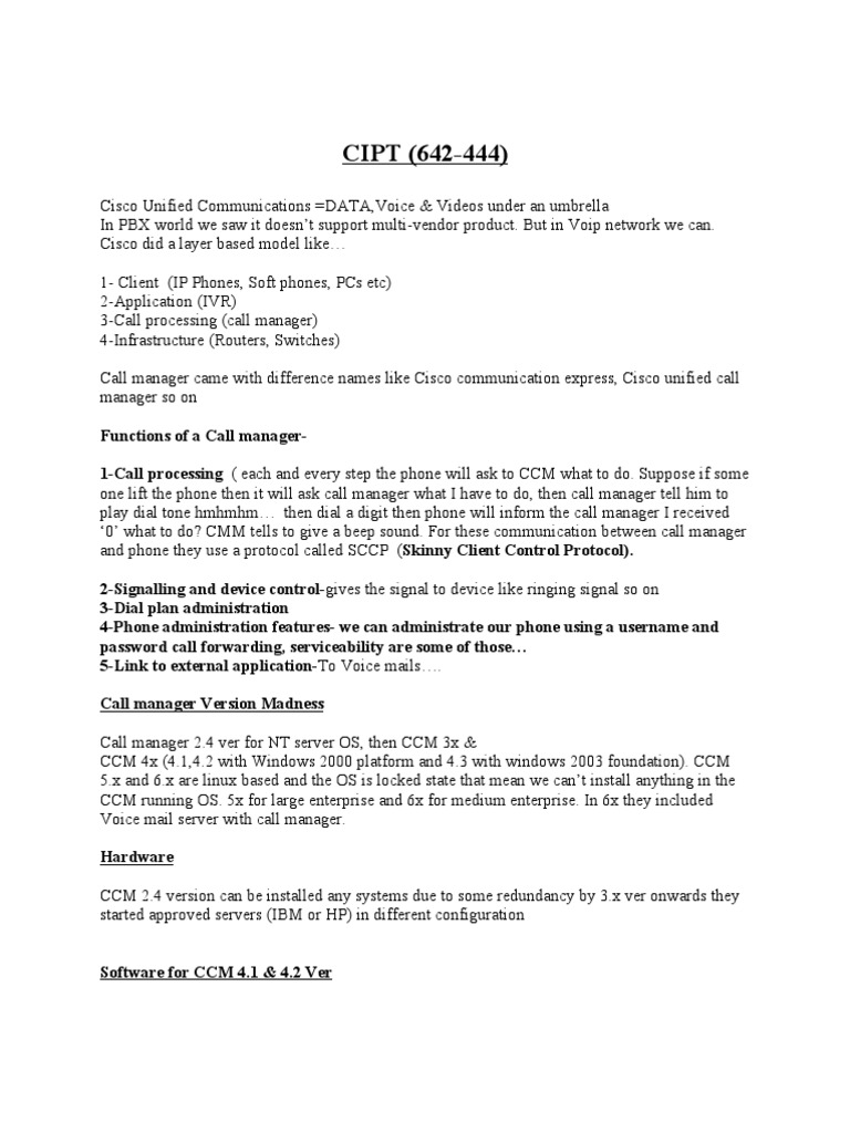 Cipt 642-444 | PDF | Backup | Voice Over Ip