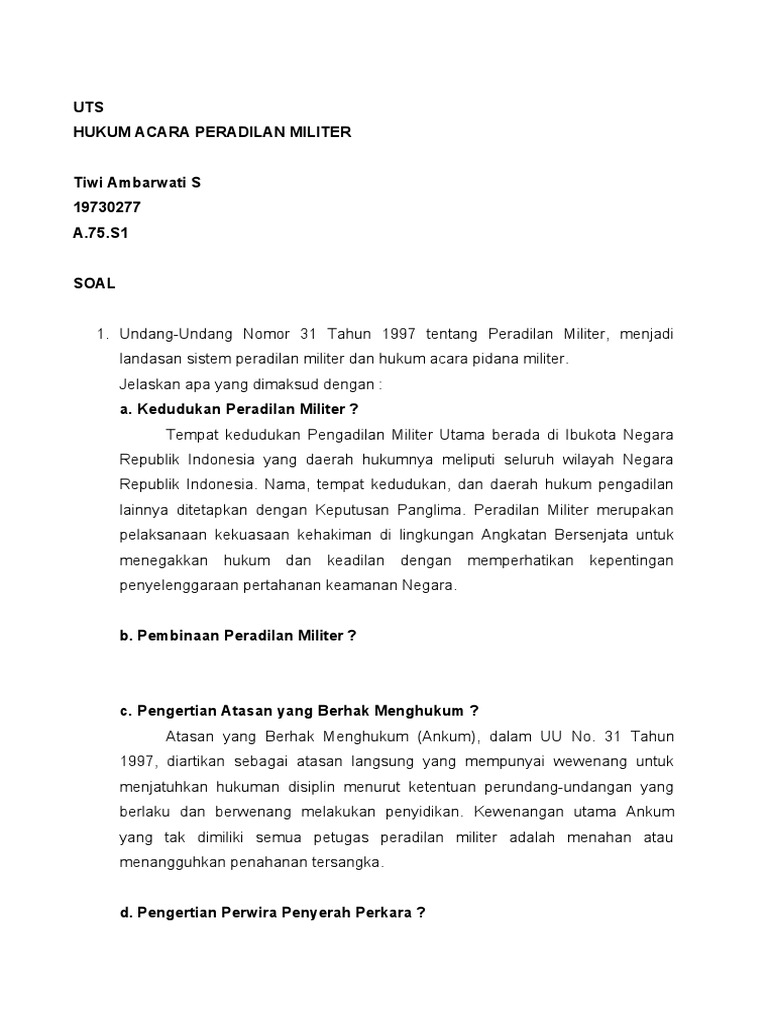 SEJARAH PERADILAN MILITER DI INDONESIA | PDF