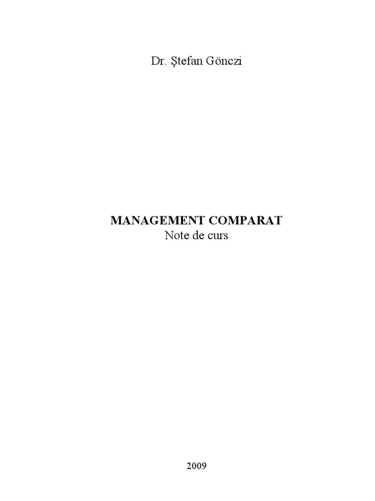 Management Comparat Curs | PDF