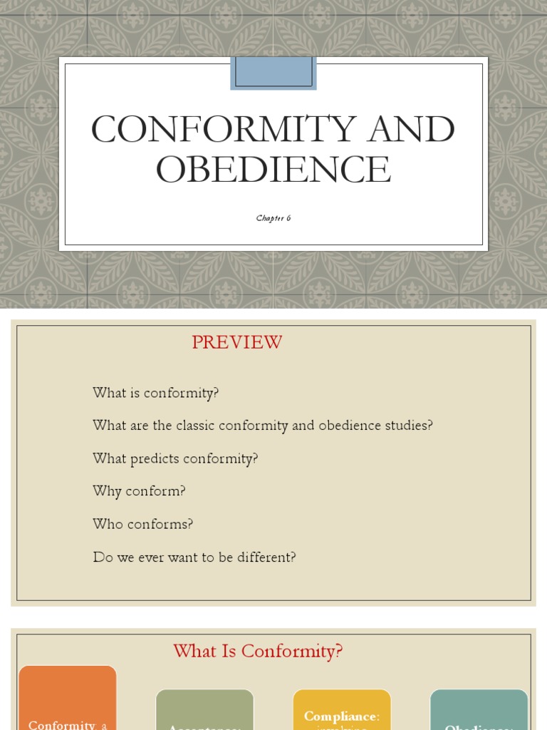 Chapter 6 - Conformity and Obedience | PDF | Conformity | Obedience ...