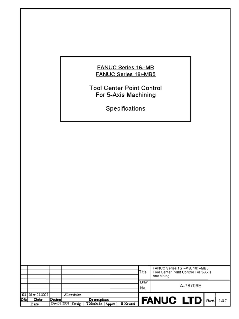 Tool Center Point Control For 5-Axis Machining Specifications | PDF ...