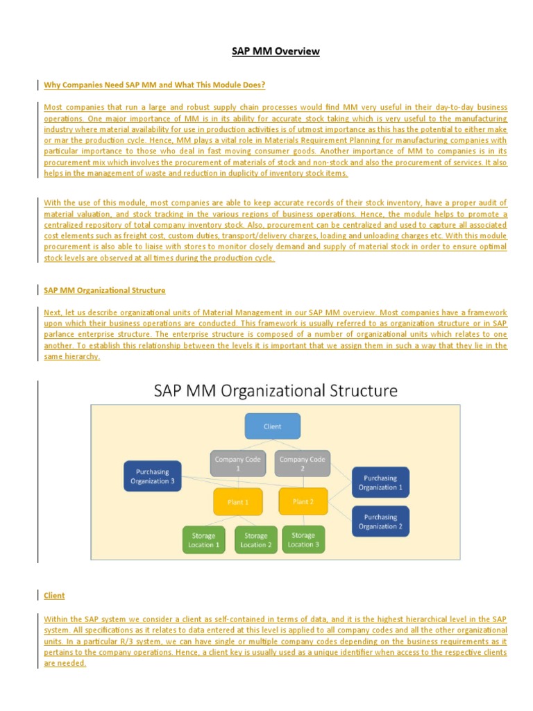 An Overview of SAP MM Organizational Structure and Key Business ...