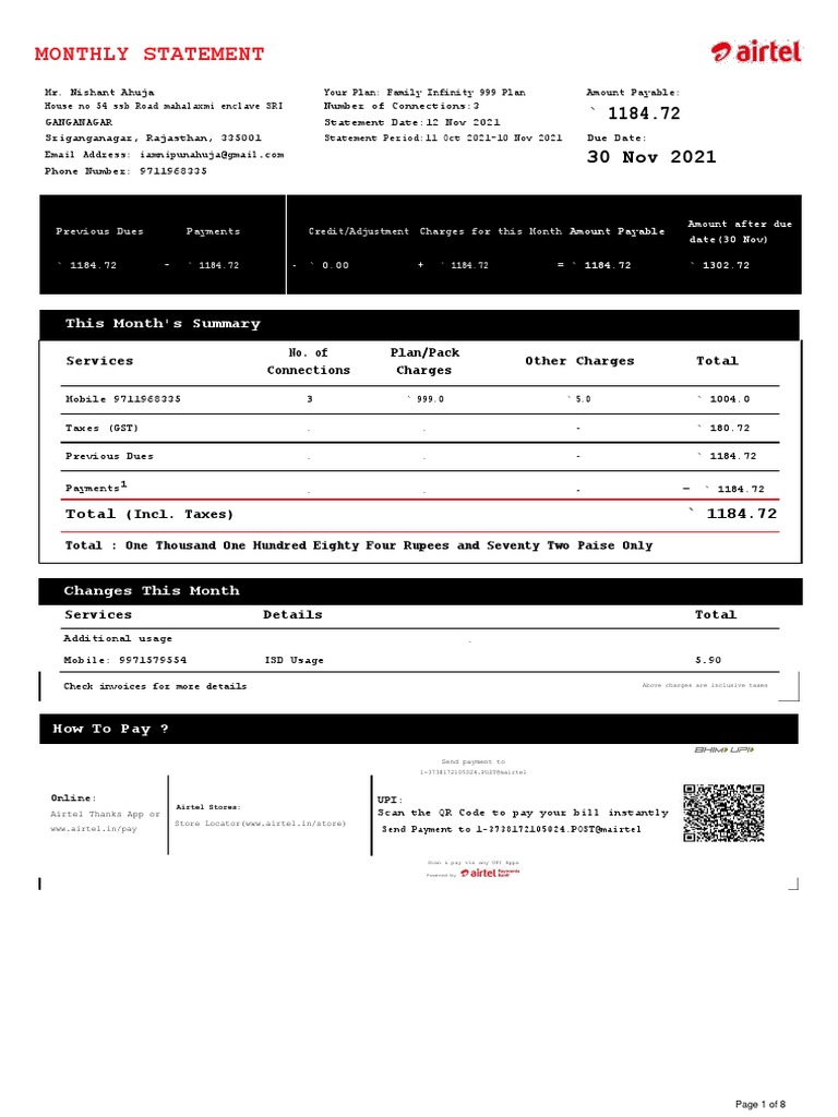 Monthly Statement: This Month's Summary | PDF | Cheque | Credit Card
