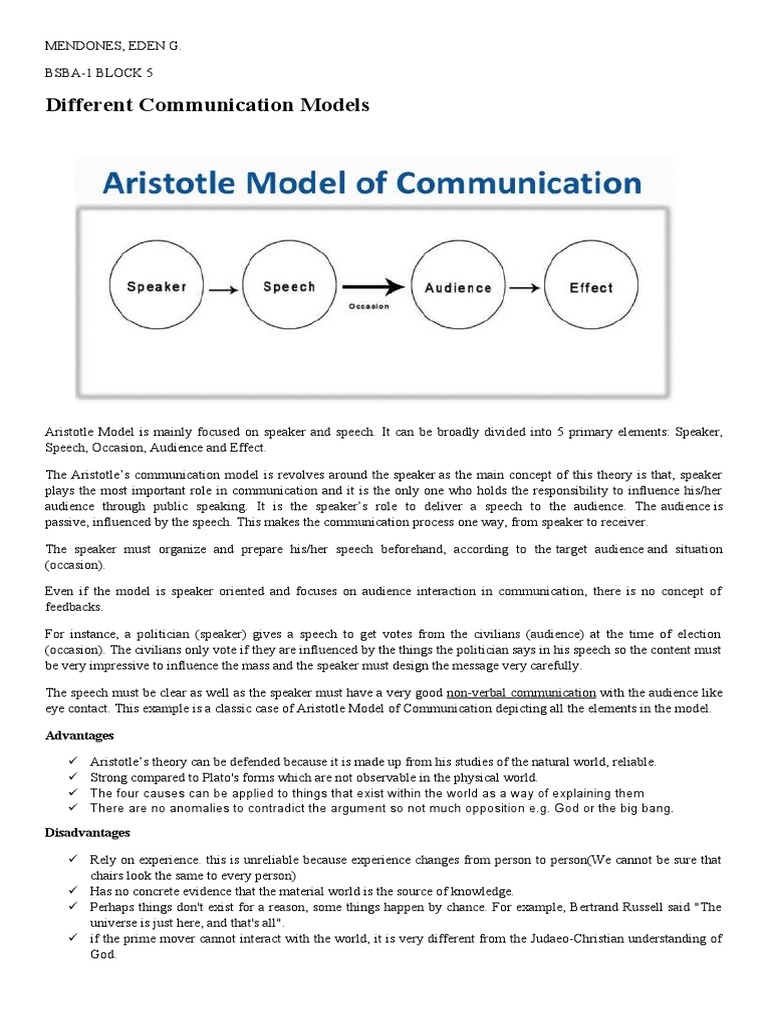 Different Communication Models: Advantages | PDF | Public Speaking ...