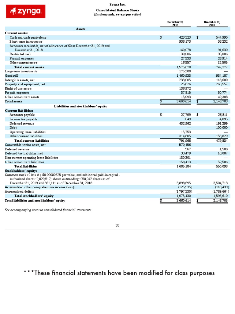 These Financial Statements Have Been Modified For Class Purposes | PDF ...